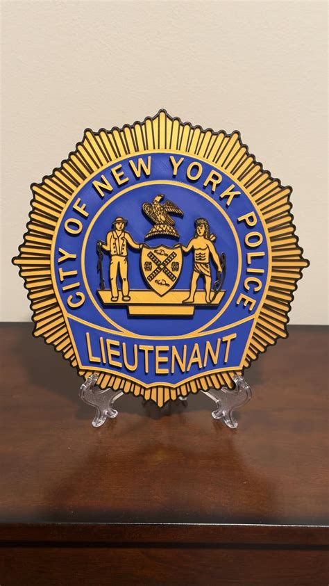 Nypd Lieutenant Shield V2 3d Display Patch Nyc Police Department