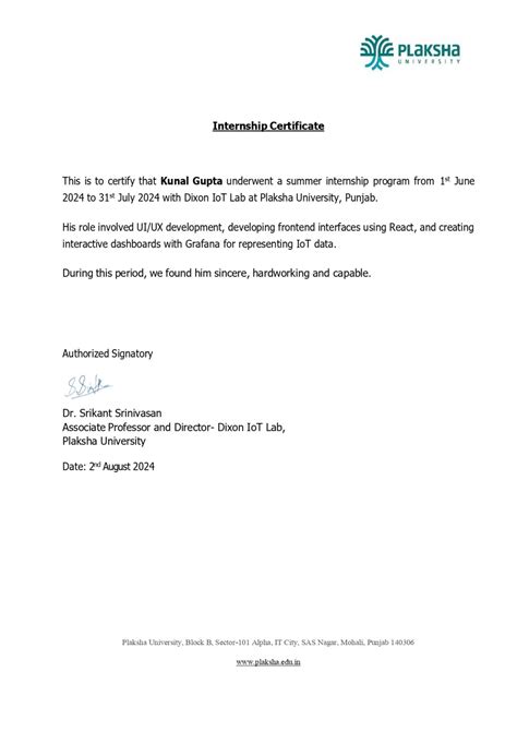 Kunal Gupta On Linkedin I Am Excited To Share The Completion Of A Summer Internship At Iot Dixon