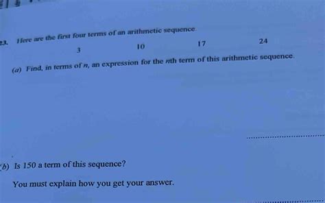 Solved 23 Here Are The First Four Terms Of An Arithmetic Sequence 17