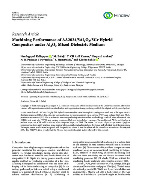Pdf Machining Performance Of Aa2024 5al2o3 5gr Hybrid Composites Under Al2o3 Mixed Dielectric