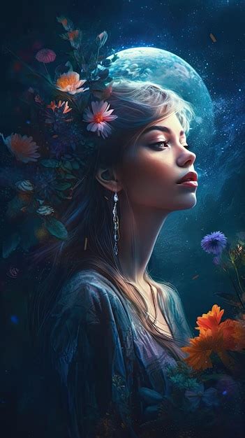 Young Lady With Flowers Premium Ai Generated Image