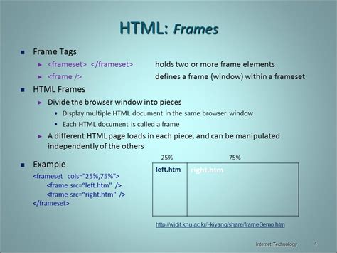 Html Tables And Frames Internet Technology Ppt Video Online Download