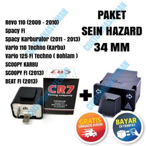 Jual PAKET FLASHER CR7 SAKLAR SEIN HAZARD 34MM Beat FI Vario 125