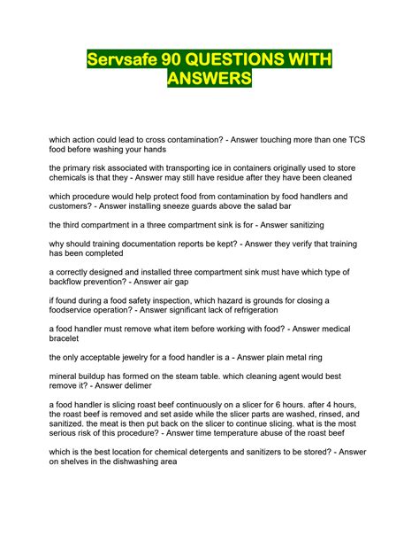 SOLUTION Servsafe Questions With Answers Studypool