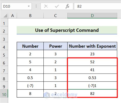 How To Display Exponents In Excel Simple Methods