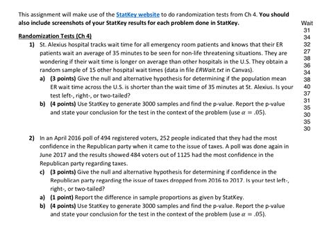 This Assignment Will Make Use Of The Statkey Website