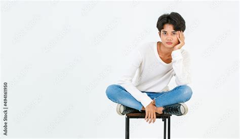 Portrait Isolated Studio Shot Asian Young Lgbt Gay Happy Handsome