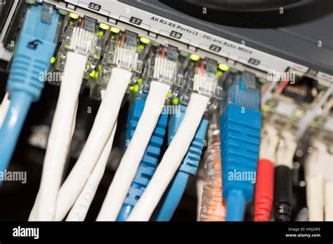 Ethernet Network Switch With Ethernet Cables Stock Photo Alamy