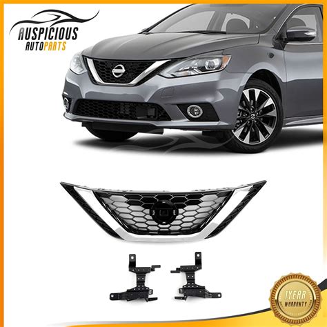 Front Chrome & Black Bumper Grille For 2016-2018 Nissan Sentra 62310 ...