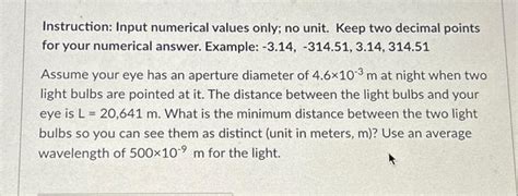 solved instruction input numerical values only no unit