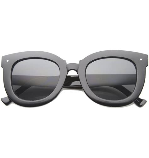 Womens Oversized Butterfly Horn Rimmed Round Cat Eye Sunglasses 67mm