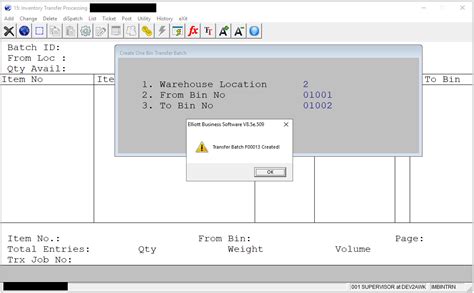 Feature Create A Transfer Batch To Transfer Out The Entire Contents Of One Bin Elliott