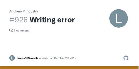 Writing Error · Issue 928 · Anukenmindustry · Github