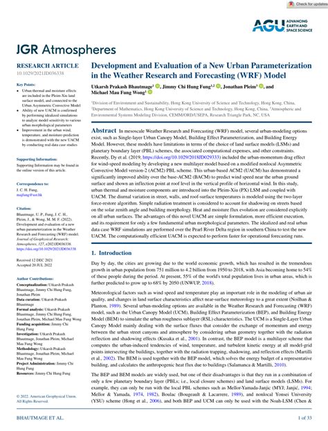 Pdf Development And Evaluation Of A New Urban Parameterization In The Weather Research And