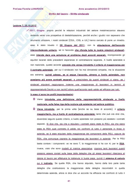 Argomenti Diritto Appunti Di Diritto Sindacale