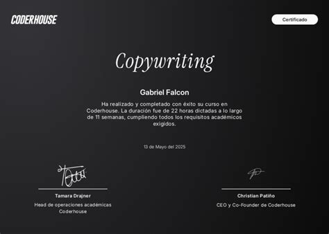 ¡habemus Certificado De Copywriting En Coderhouse Gabriel Falcón A K A Behead The King™