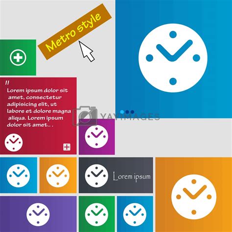 Mechanical Clock Icon Sign Metro Style Buttons Modern Interface
