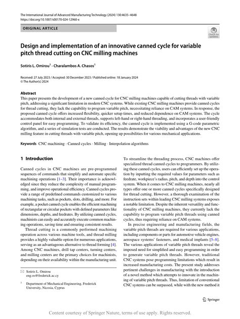 Pdf Design And Implementation Of An Innovative Canned Cycle For Variable Pitch Thread Cutting