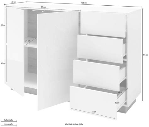 Sideboard Clair In Weiß Hochglanzgrandson Oak