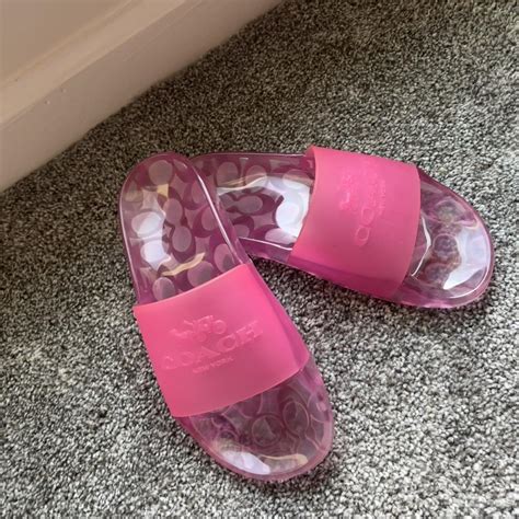 Coach Pink Jelly Slides Worn Once Depop