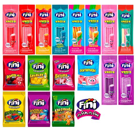 Kit C 60un Balas Fini Sabores Variados Balas De Gelatinas Tubes