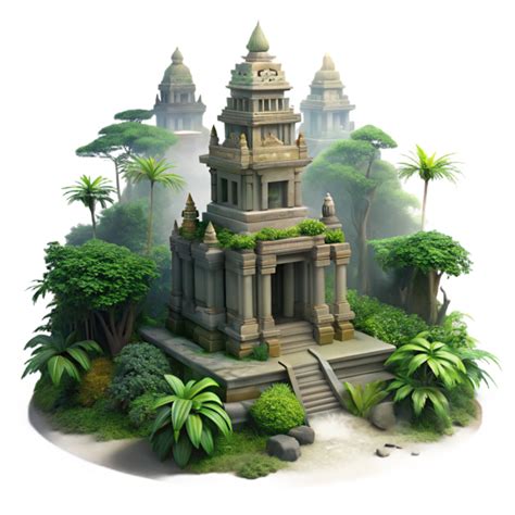 Ancient Temple In Lush Jungle 3d Render Of Asian Architecture 55060486 Png