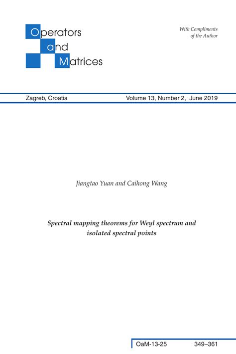 PDF Spectral Mapping Theorems For Weyl Spectrum And Isolated Spectral Points