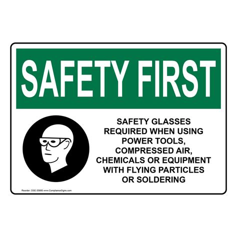 Osha Safety Glasses With Side Shields Sign With Symbol Ose 35896