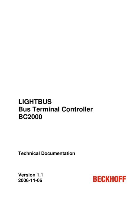 pdf lightbus bus terminal controller bc2000 beckhoff · the bus terminal controllers the bus