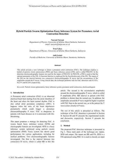 Pdf Hybrid Particle Swarm Optimization Fuzzy Inference System For