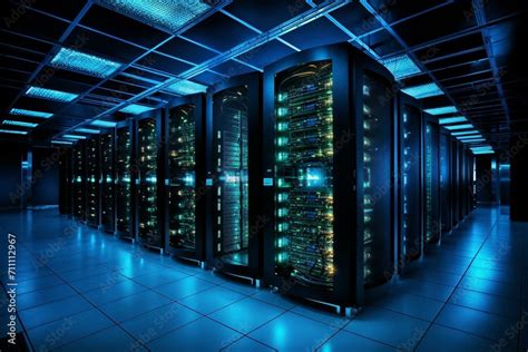 Room Managing Computer Servers To Collect And Manage Large Amounts Of Data Generative AI Stock
