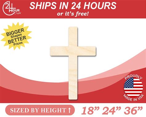 Bigger Better Unfinished Wood Cross Shape Diy Craft Cutout Etsy