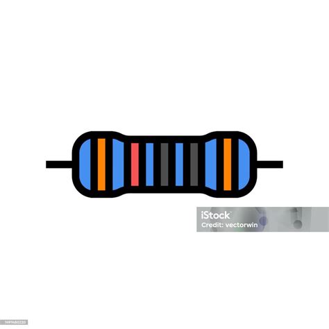 Ilustrasi Vektor Ikon Warna Komponen Elektronik Resistor Film Logam