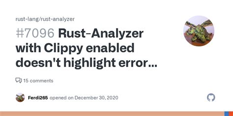 Rust Analyzer With Clippy Enabled Doesnt Highlight Errors In Cargo