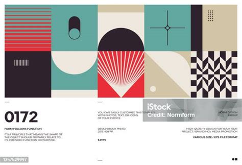 Template Desain Poster Swiss Dengan Bentuk Geometris Abstrak Ilustrasi