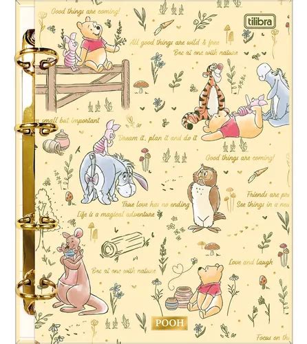 Caderno Argolado Colegial B5 160 Fls 10 Mat Ursinho Pooh
