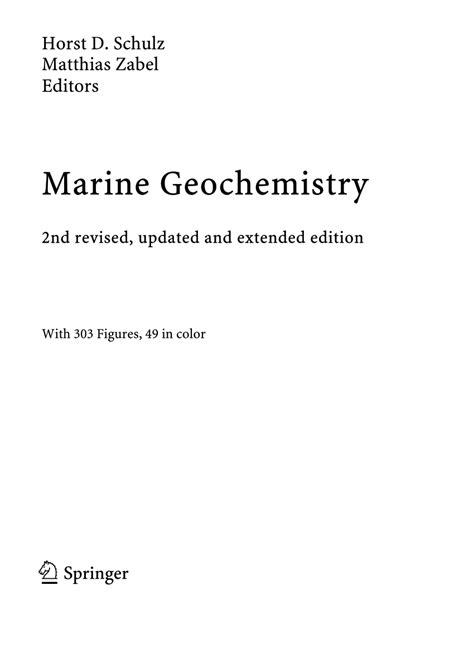 Pdf Marine Geochemistry 2nd Revised Updated And Extended Edition