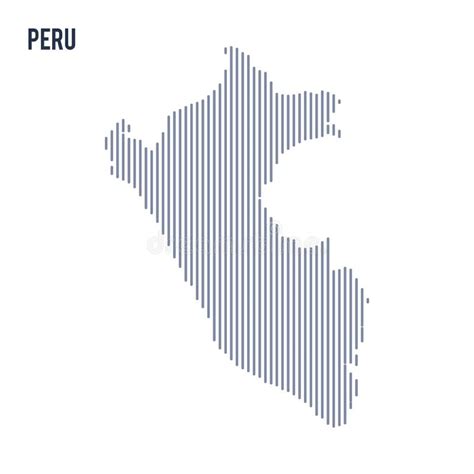 Vector Abstract Hatched Map Of Peru With Vertical Lines Isolated On A White Background Stock