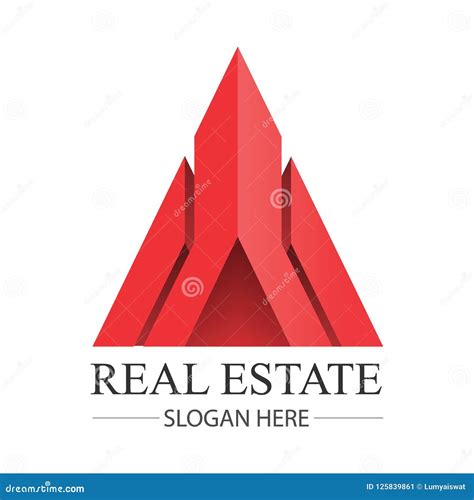Real Estate Construction Building Red Logo Template Stock Vector
