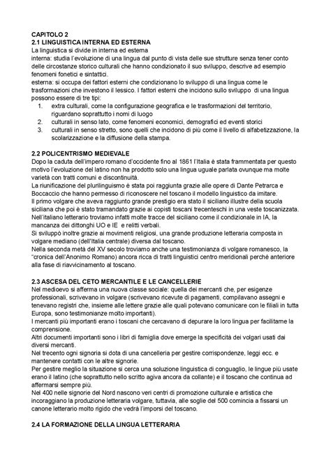 Riassunto Del Libro Manuale Di Linguistica Italiana Sintesi Del