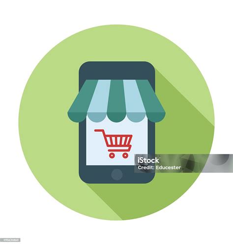 Mobile Shopping Colored Vector Illustration向量圖形及更多2015年圖片 2015年 商店