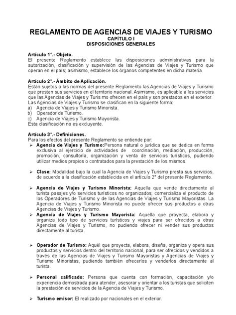 Reglamento De Agencias De Viajes Y Turismo En El Perú Pdf Agencia