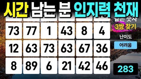 시간이 남는분은 대단한 인지력 같은숫자찾기 치매예방퀴즈 치매예방활동 숫자퀴즈 숫자찾기 단어퀴즈 치매테스트 Youtube