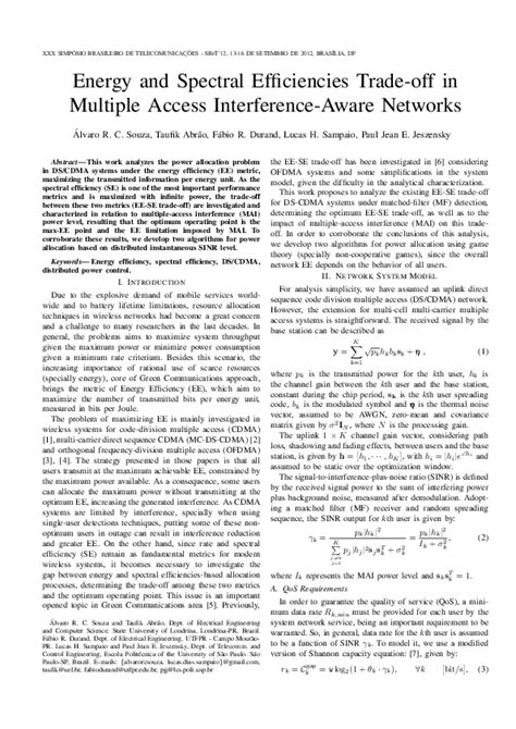 Pdf Energy And Spectral Efficiencies Trade Off In Multiple Access
