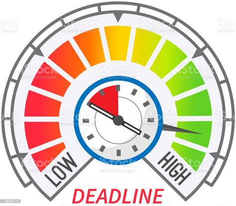 작업 또는 작업을 완료하기 위한 비드라인 목표 또는 작업을 달성해야 하는 특정 시점 정신적 스트레스에 대한 스톡 벡터 아트 및