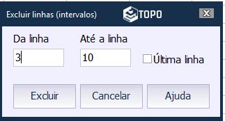 Inserir excluir selecionar linhas Portal Métrica de Suporte Técnico