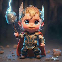 Imagen para compartir de baby Thor con su martillo dios Nórdico