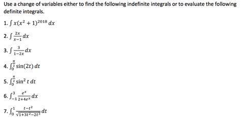 Solved Use Substitution Method For Each Variable Show Your Chegg