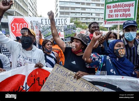 Refugees Protest In Athens Denying Living In The Greek Refugee Camps