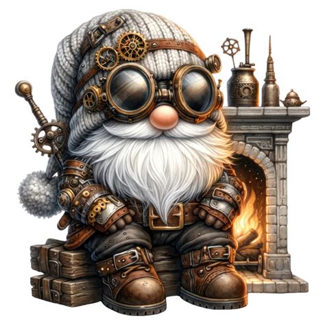 Ai Generated Steampunk Gnome Character With Aviator Goggles 41484379 Png